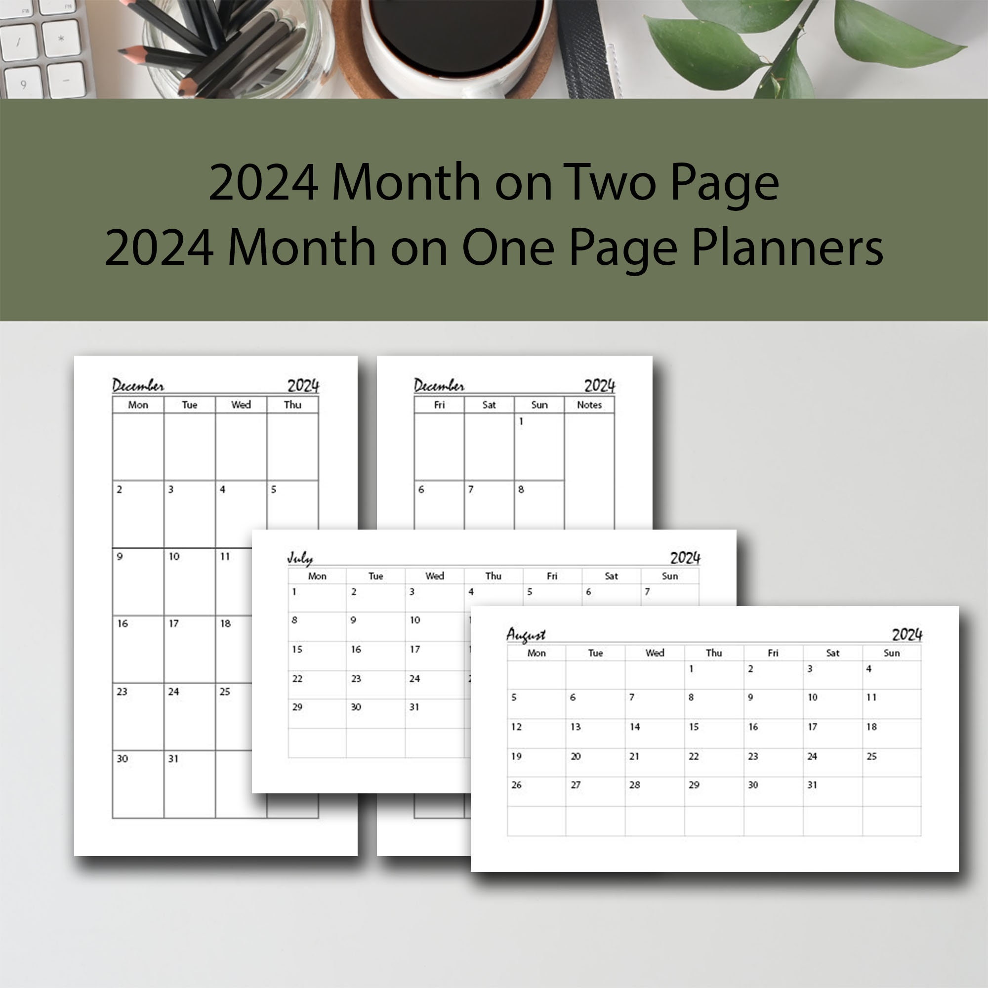 2024 Daily, Weekly, Monthly, Yearly Personal Size Planner Printable Set ...