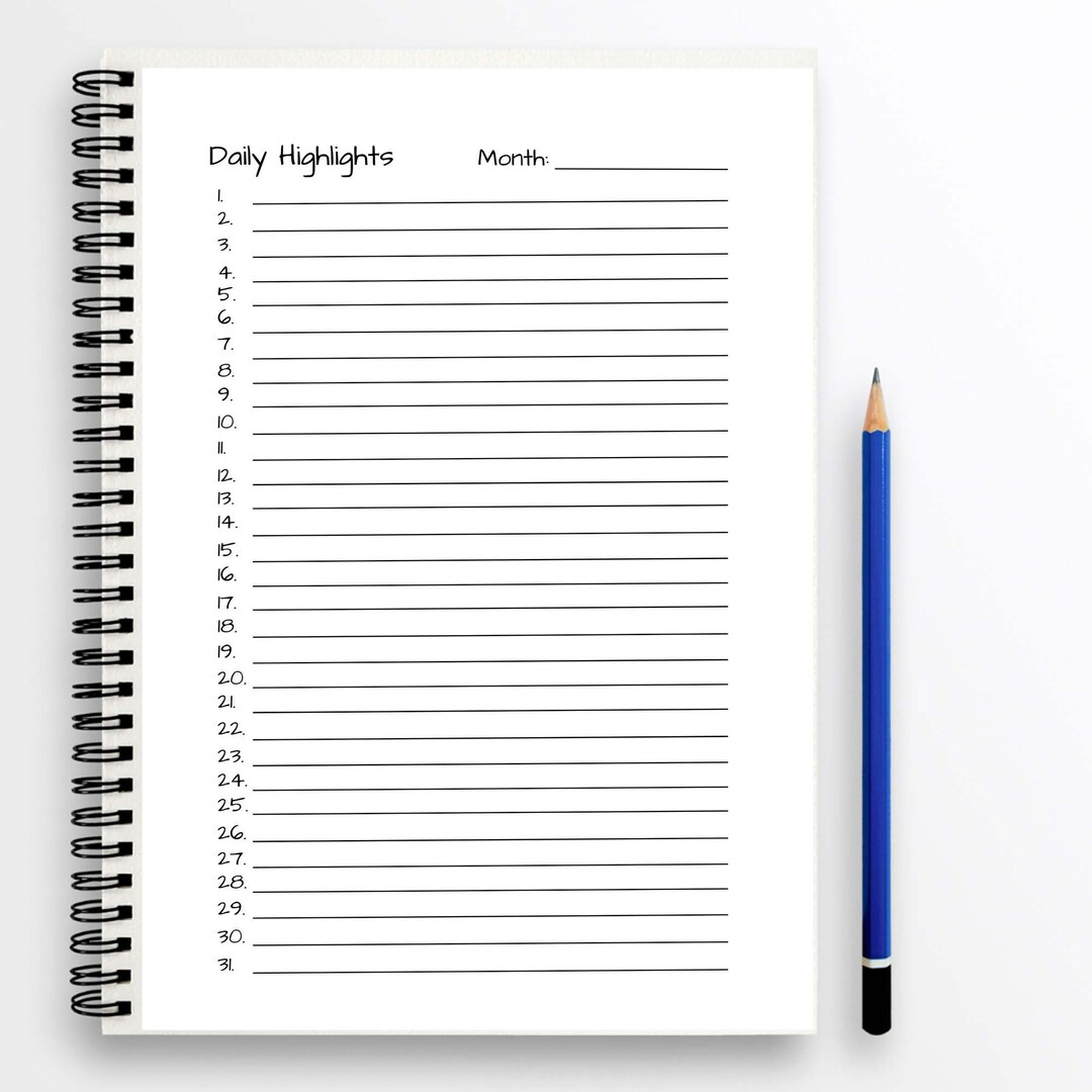 Daily Highlights Printable, A5 Journal Page, Printable Tracker, Memory ...