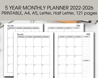 5 Year Planner - Etsy
