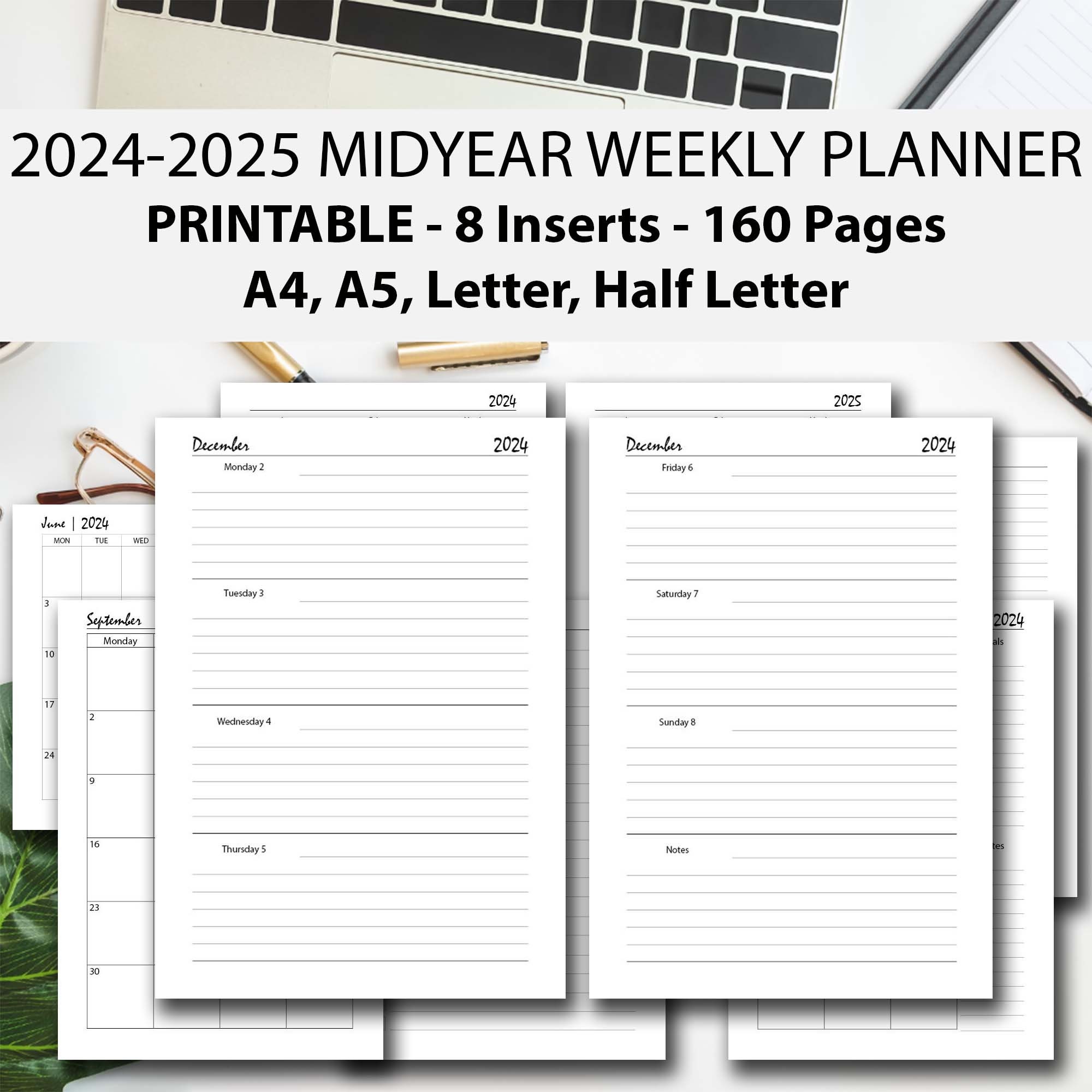 2024-2025 Weekly Organizer Printable, 2024-2025 Week on 2 Page, Midyear ...