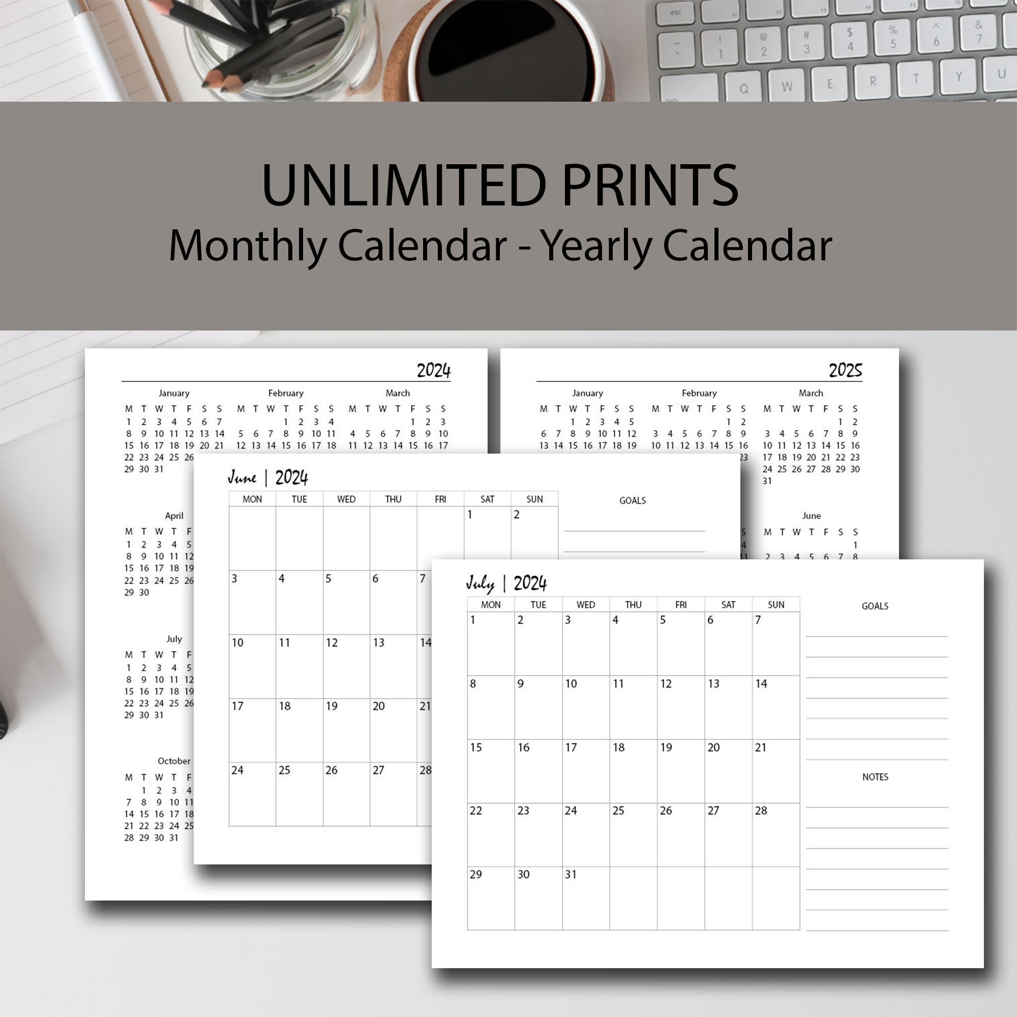2024 Weekly Planner Printable BUNDLE, 2024 Week on 2 Page Insert, 2024 ...