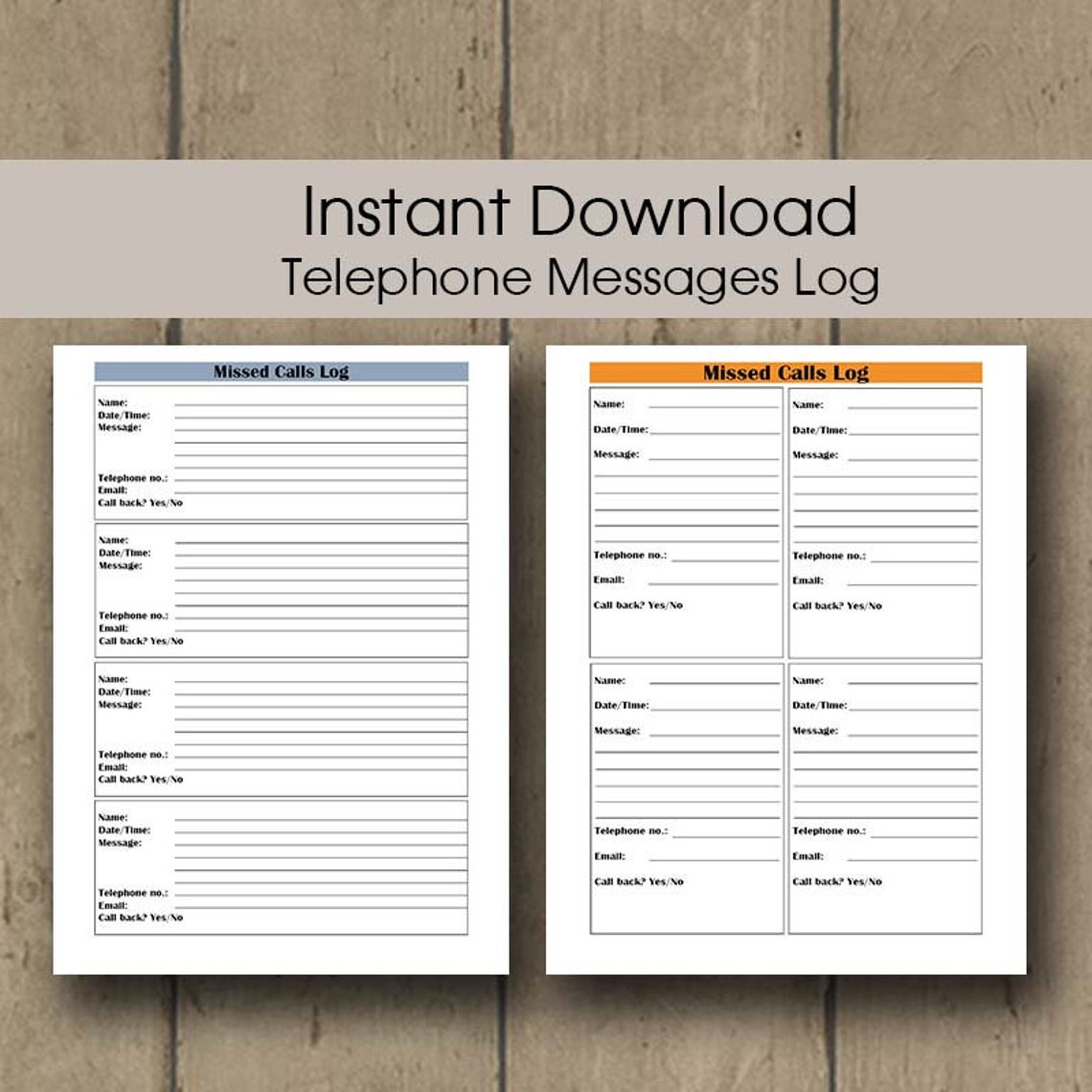 Missed Calls Log Printable Office Planner Telephone Messages | Etsy