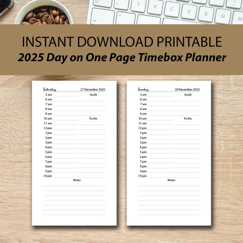 2025 Daily Timebox Planner Printable Personal Size, 2025 Daily Planner ...