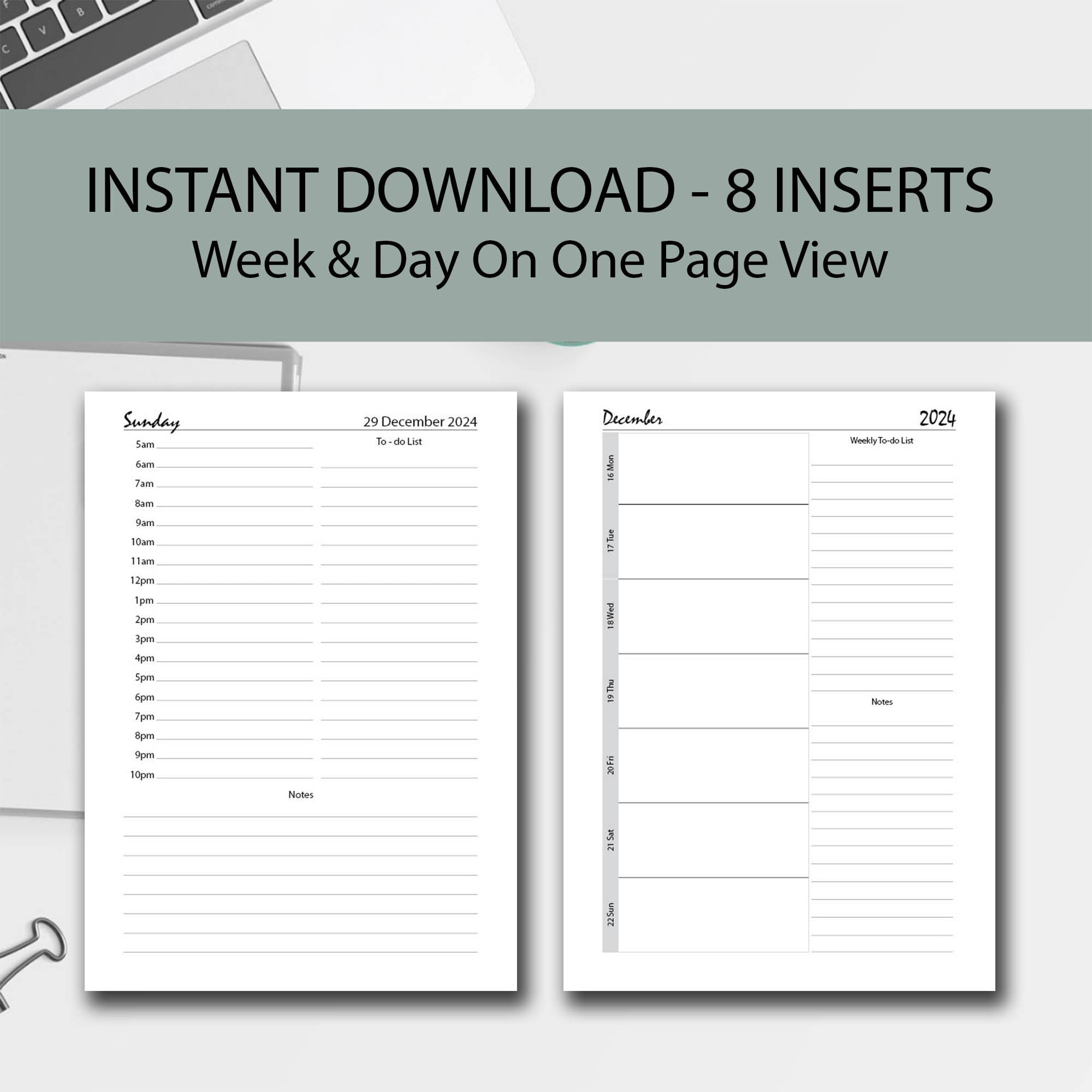 2024 Weekly Planner Printable Grey Bundle, A4/a5/half Letter/letter ...