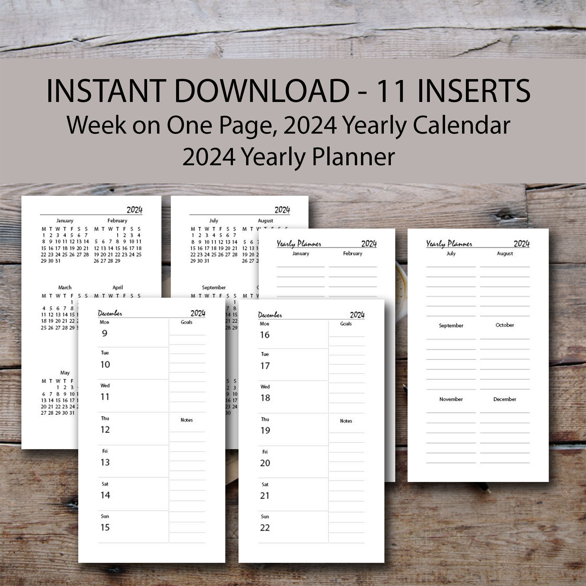 2024 Daily, Weekly, Monthly, Yearly Personal Size Planner Printable Set ...