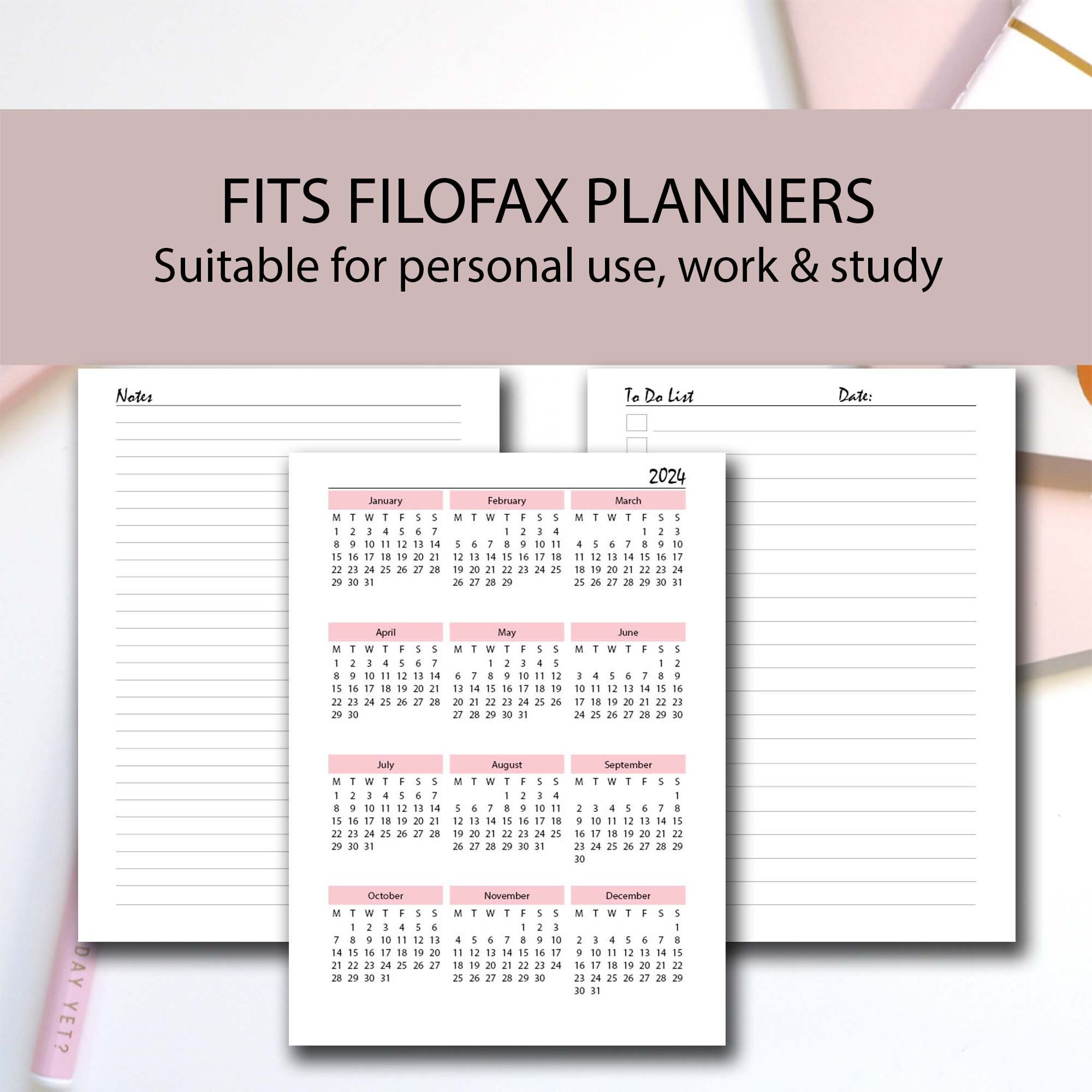 2024-2025 Weekly Planner Printable PINK Bundle, A4/a5/half Letter ...