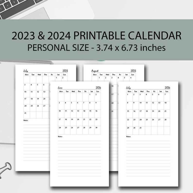 2023 Monthly Calendar Personal Size Printable Insert 2023 - Etsy