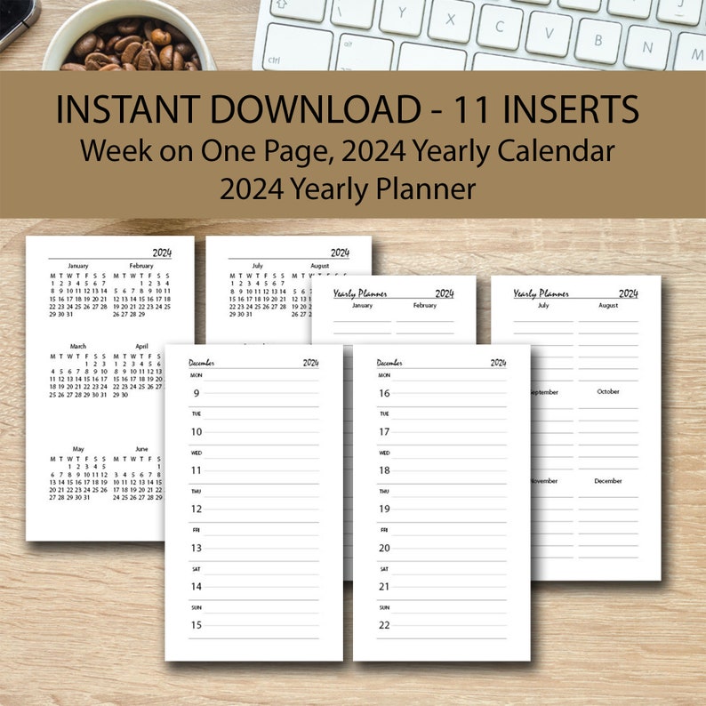 2024 Personal Size Printable Set Insert 2024 Daily Weekly - Etsy
