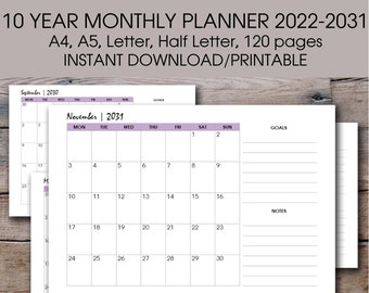 10 Year Calendar - Etsy