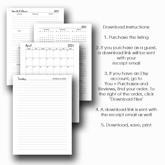 Calendars & Planners A5 Filofax Inserts Letter A4 Monthly Yearly Goals ...