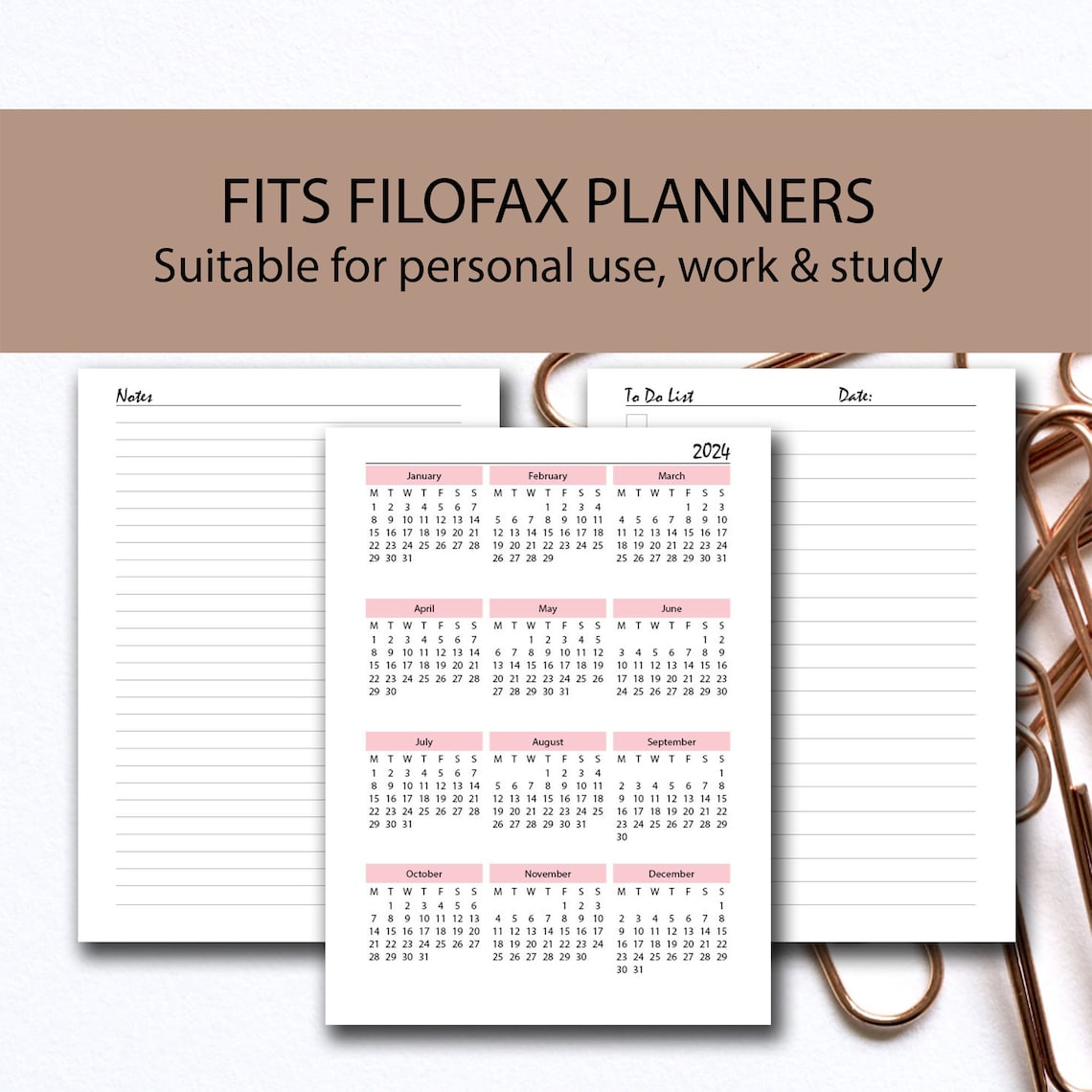 2023-2024 Weekly Planner Printable PINK A4/A5/US Half - Etsy