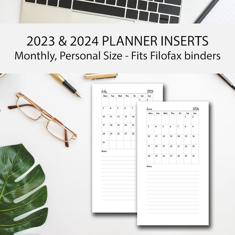 2023 Monthly Calendar Personal Size Printable Insert 2023 - Etsy