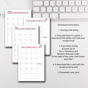 2024-2025 Midyear Planner Printable PINK, Month on 2 Page, A4/A5 Pages ...