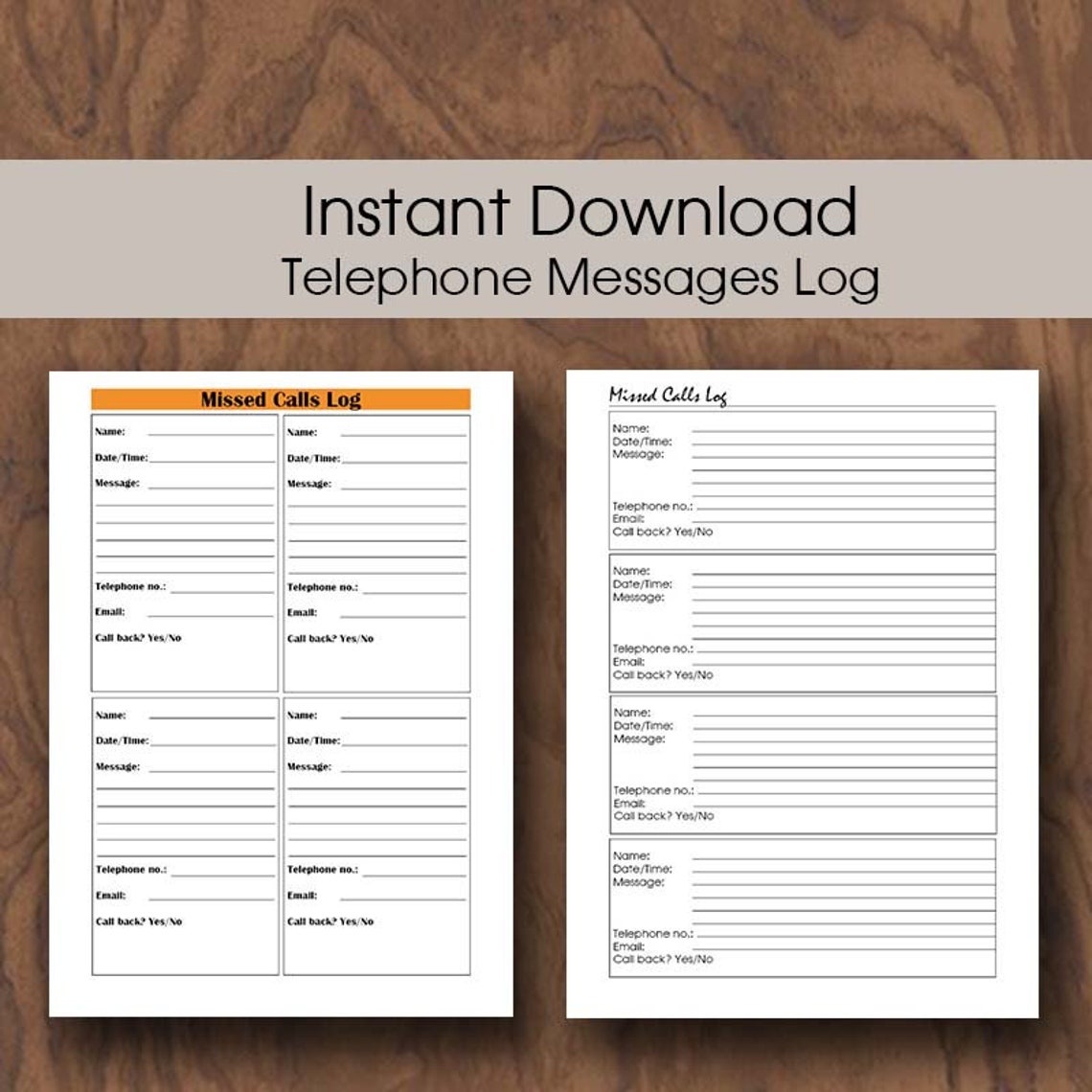Missed Call Log Printable Office Planner Telephone Message Log | Etsy