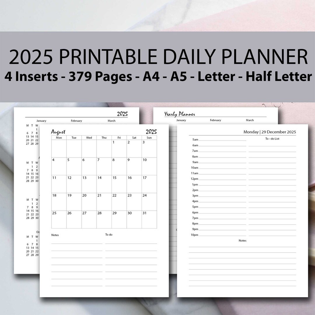 2025 Daily Planner Printable Pack, 2025 Daily Journal Printable, A4/a5 ...