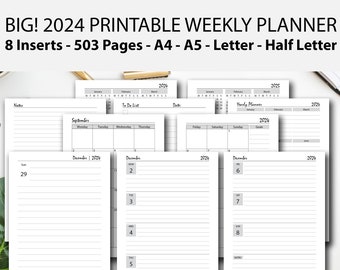 2024 Daily Weekly Planner PINK Printable Bundle A4/a5/half - Etsy UK