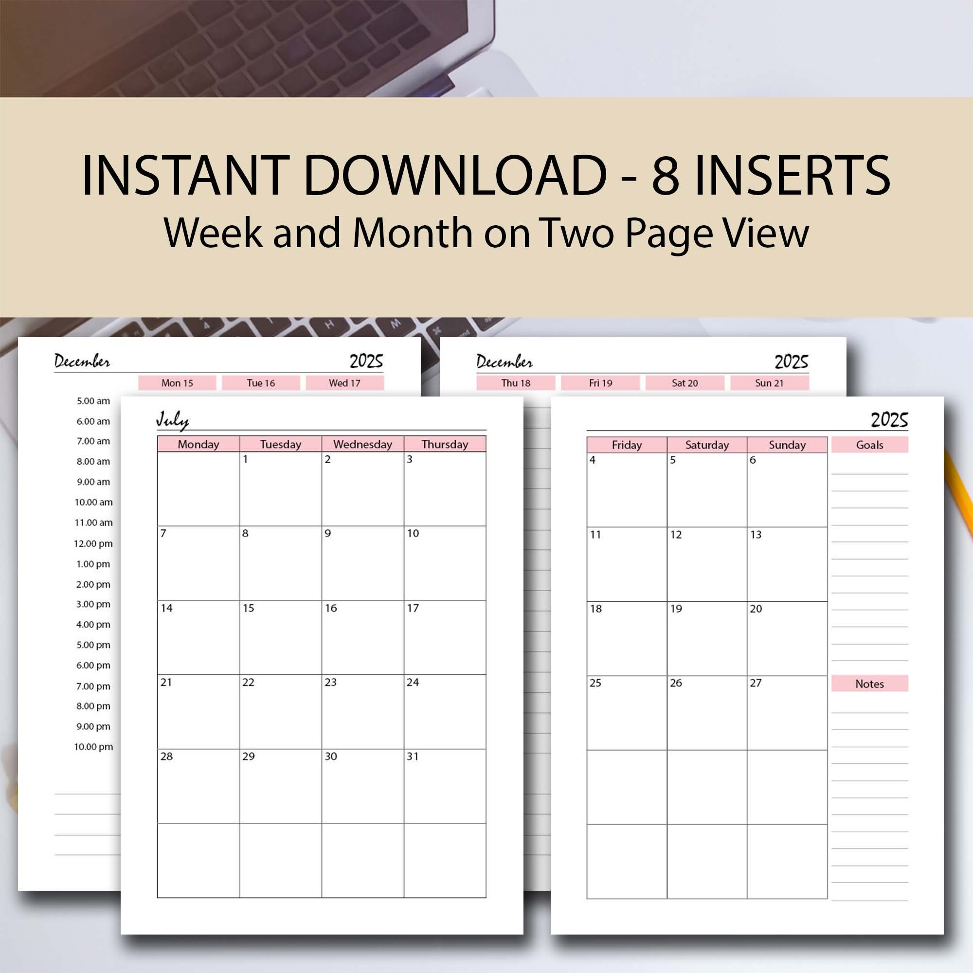 2025 Timebox Planner Printable PINK BUNDLE, 2025 Week on Two Page, A4 ...