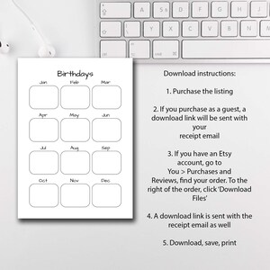 Birthday Tracker Printable, A5 Journal Page, Printable Tracker ...