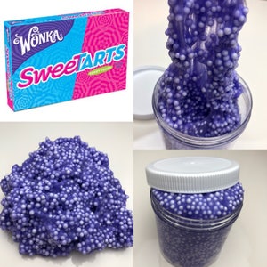 Purple Sweetarts Floam Slime - Clear Based Slime W/ Foam Beads (scented ...