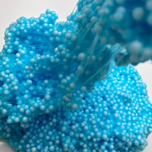 Blue Cotton Candy Floam Slime - Clear Based Slime W/ Foam Beads ...