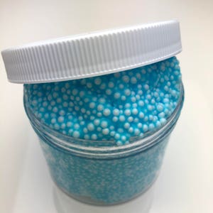 Blue Cotton Candy Floam Slime - Clear Based Slime W/ Foam Beads ...