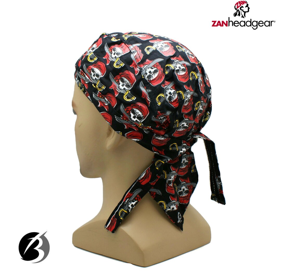 Headwrap Du Rag Skull Cap Bandana Doo Rag Cotton Gray Pirate - Etsy