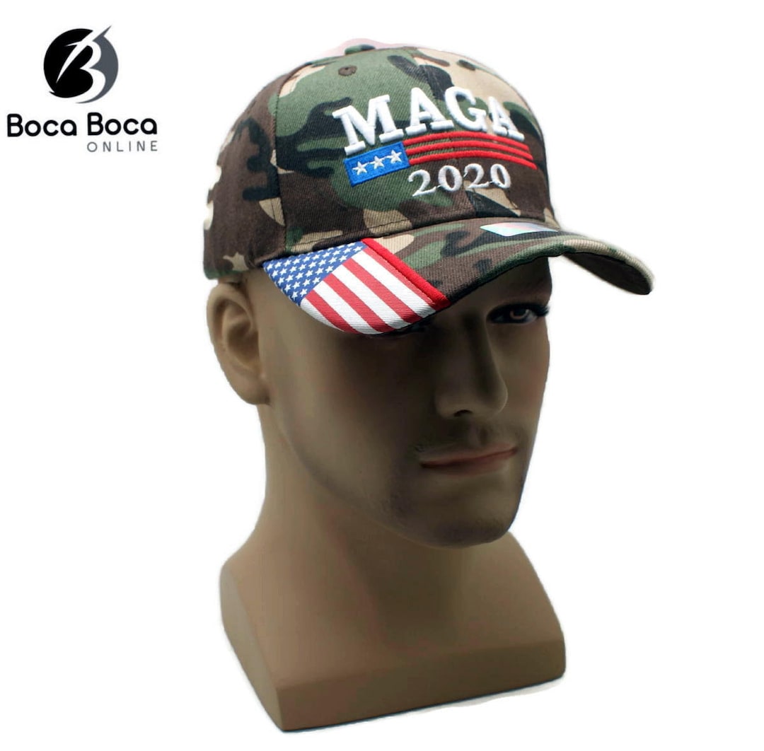 Hat TRUMP 2020 MAGA Camouflage W/ Flag Ball Cap Free - Etsy