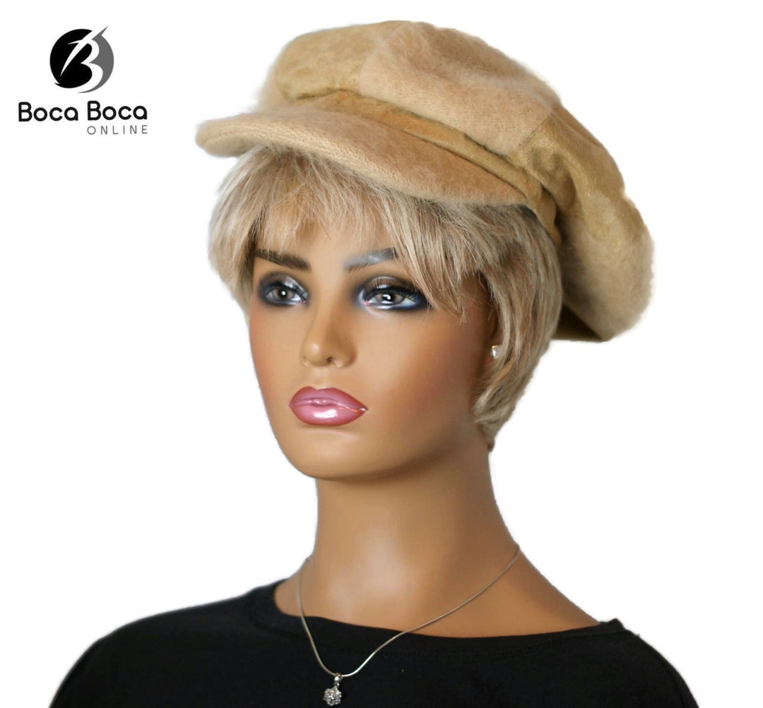 Angora Newsboy Camel One Size With Elastic Back - Etsy