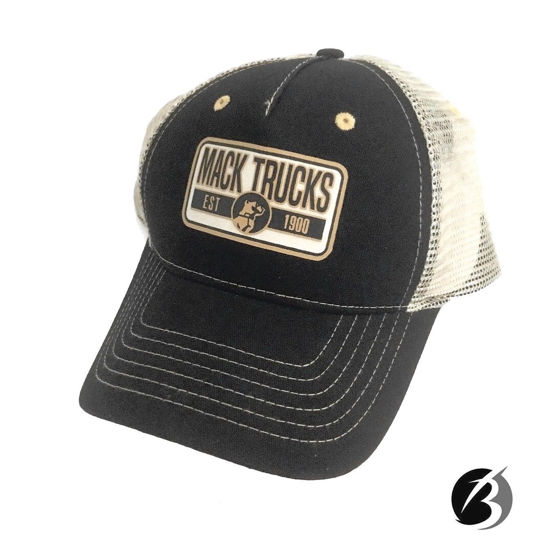 Hat Mack Trucks Bulldog Logo Black & Khaki Snapback Adjustable Mesh Cap ...