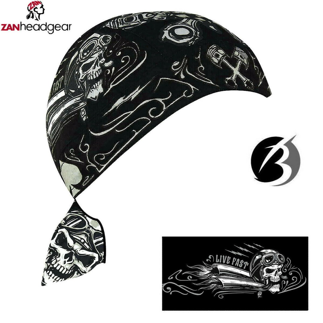 Headwrap Du Rag Skull Cap Bandana Doo Rag Cotton Biker Skull ZAN ...