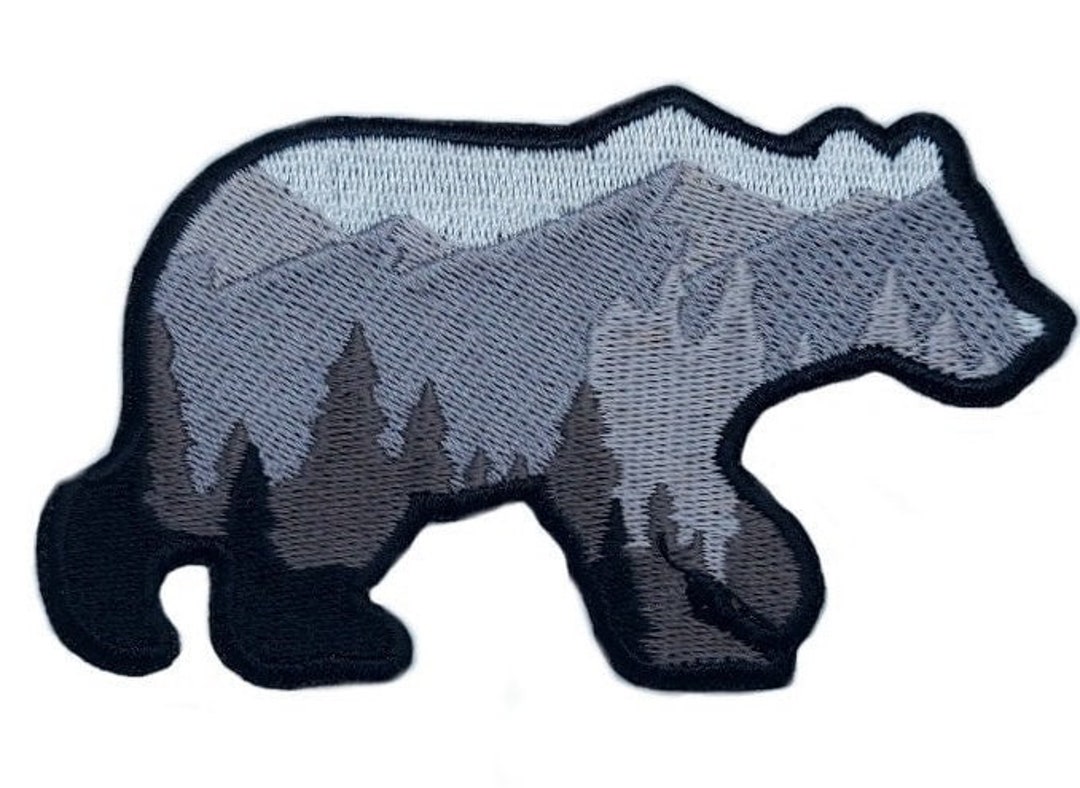 Mountain Forest Bear Patch 3.5 Inch Embroidered Iron/sew-on Badge ...