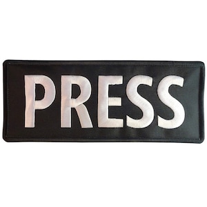 XL Press Patch 10 Inch Black Embroidered Laser Cut Badge hook Loop ...