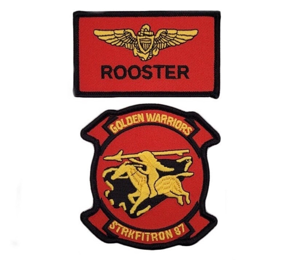 Rooster Patch Set (3.5 Inch) Hook + Loop Badges Golden Warriors Fighter ...