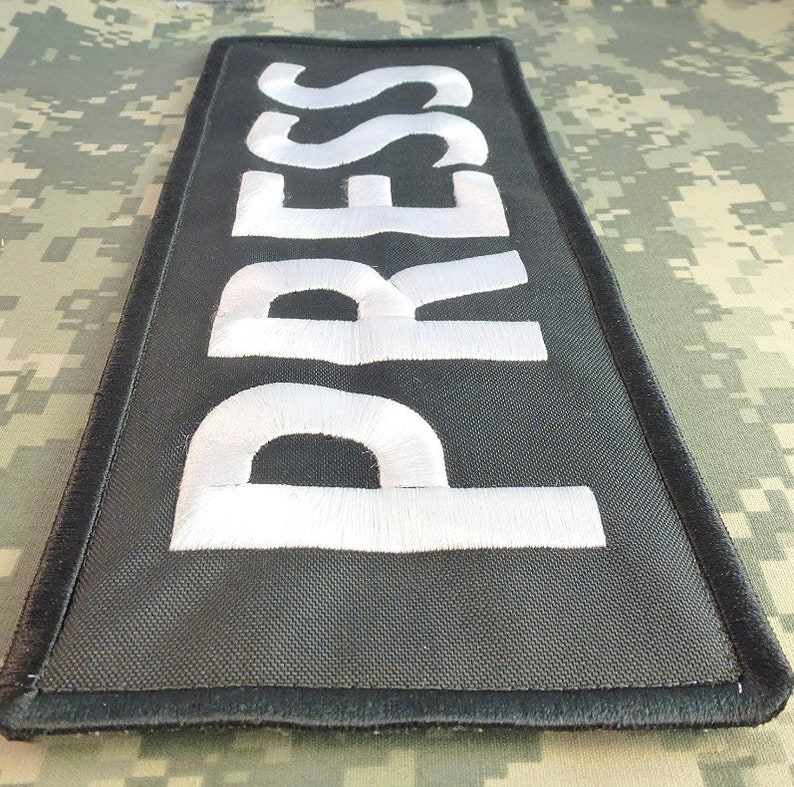 XL Press Patch 10 Inch Black Embroidered Laser Cut Badge | Etsy