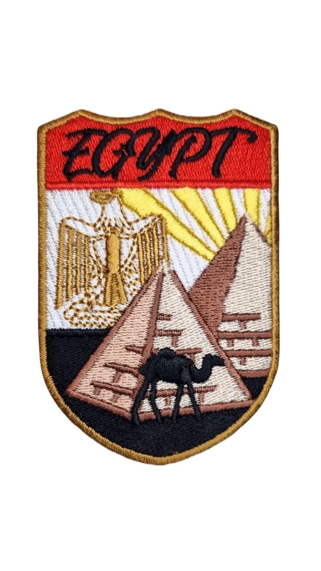 Egypt Shield Patch (3 Inch) Iron-on Badge Travel Souvenir Vacation ...