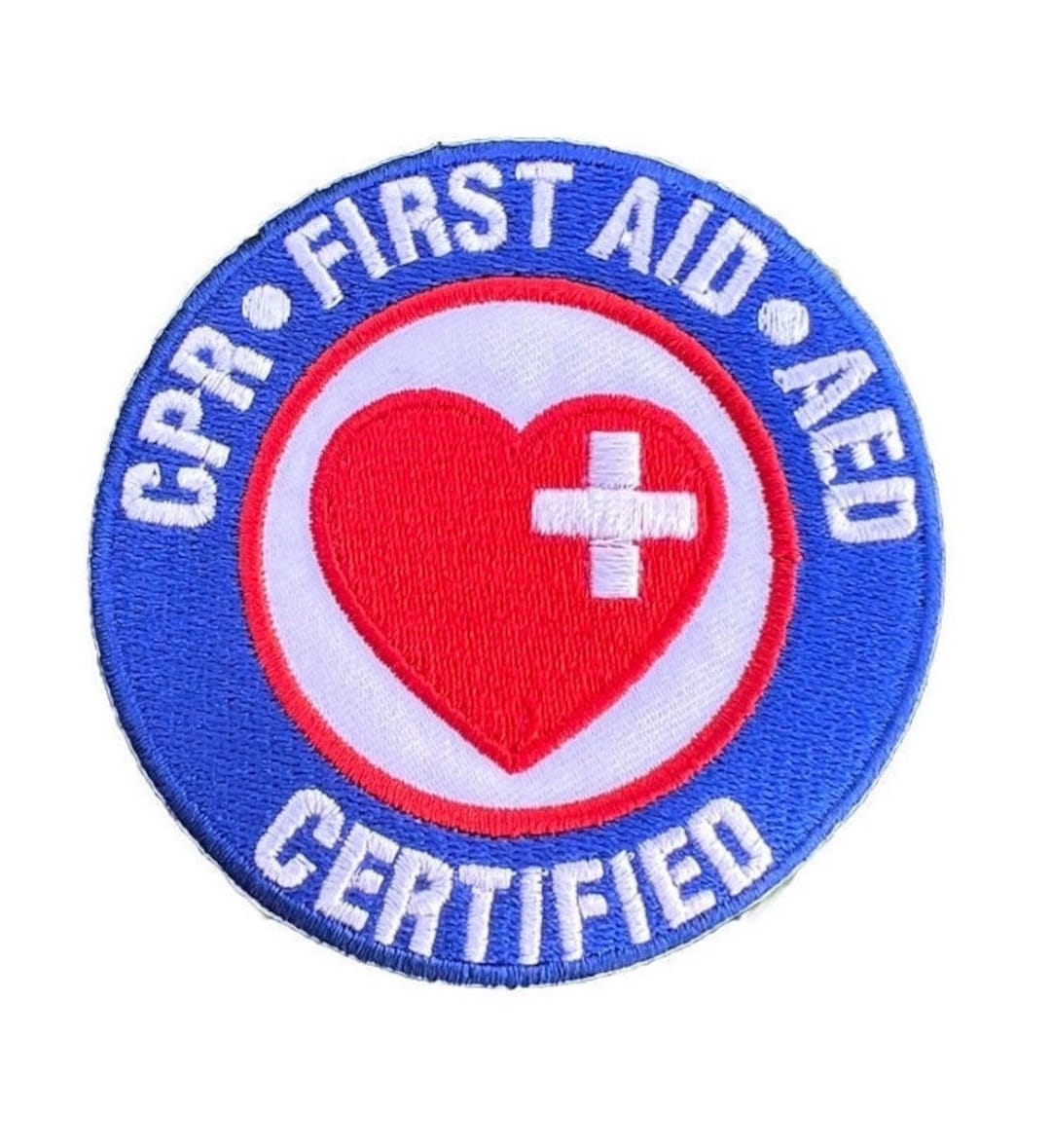 CPR First Aid AED Certified Patch (3 Inch) Embroidered Iron or Sew-on Badge DIY Costume Backpack ...