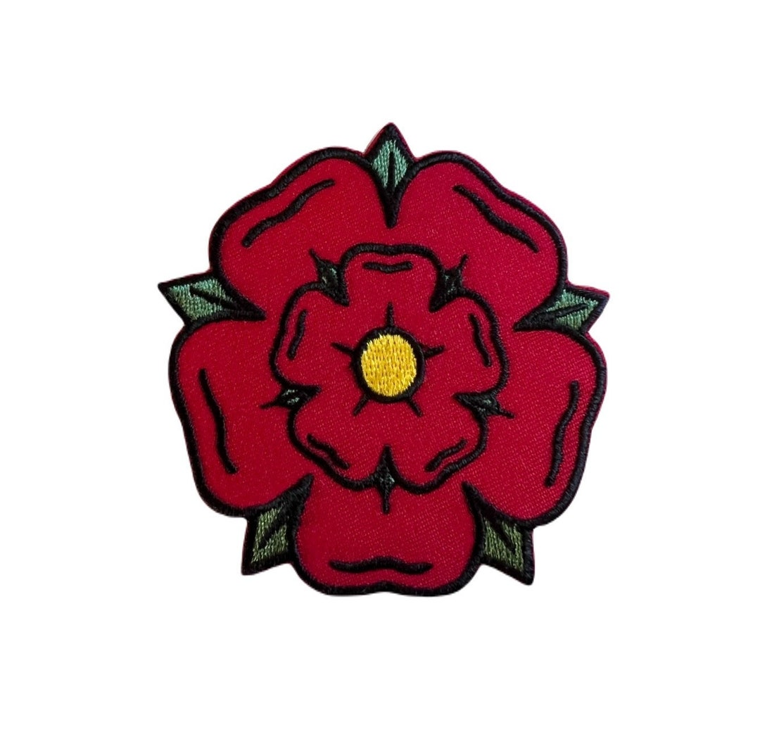 Lancashire Red Rose Patch 3 Inch Embroidered Iron-on or Sew-on Badge ...