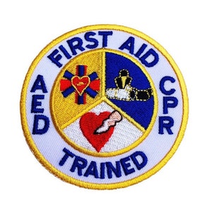 First Aid AED CPR Trained Patch 3 Inch Embroidered Iron or - Etsy