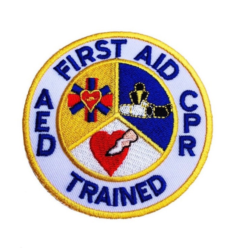 First Aid AED CPR Trained Patch 3 Inch Embroidered Iron or - Etsy