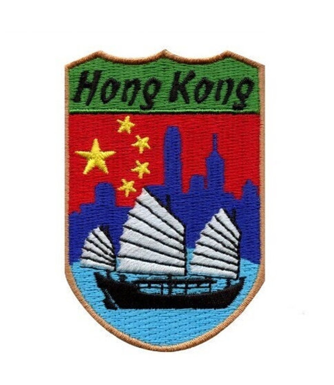 Hong Kong Shield Patch (3 Inch) Iron-on Badge Travel China Souvenir ...