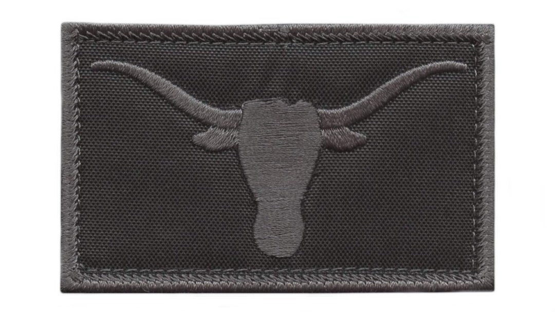 Texas Longhorn Blackout Subdued Lone Star Patch (3.25 Inch) Hook and Loop Badge Morale Tactical ...