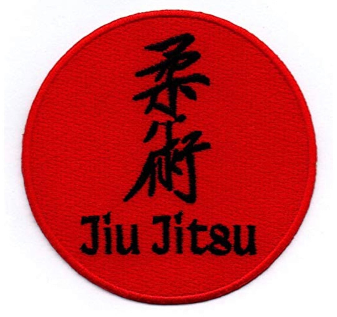 Jiu Jitsu Patch (3 Inch) Red Iron-on or Sew-on Badge Japanese Kanji ...