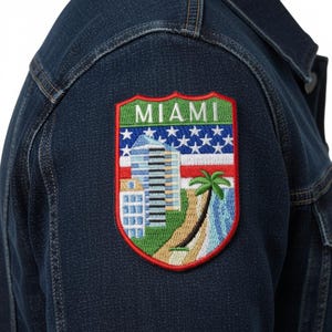 Miami Florida Shield Patch (3 Inch) Iron-on Badge Travel USA Souvenir ...