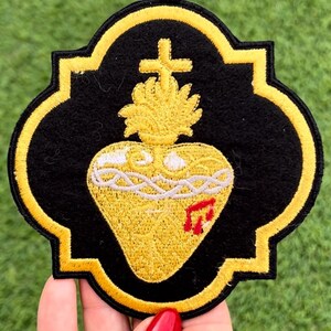 Sacred Heart Patch (4.7 Inch) Black Velvet Iron-on or Sew-on Badge ...