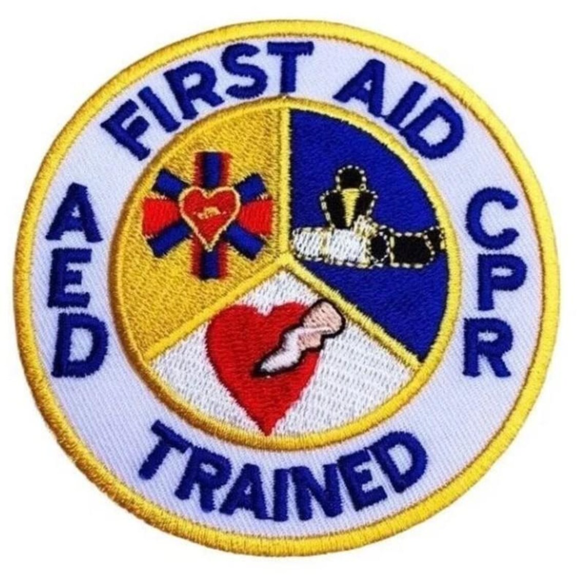 First Aid AED CPR Trained Patch (3 Inch) Embroidered Iron-on or Sew-on ...
