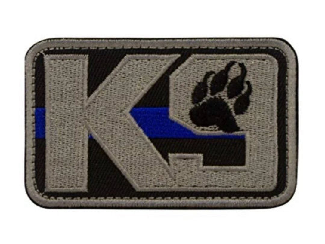 K-9 Thin Blue Line Patch (3.5 Inch) Embroidered Velkro (hook + Loop) Badge Canine Training K9 ...