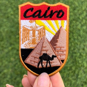 Cairo Shield Patch (3 Inch) Iron-on Badge Travel Egypt Souvenir Emblem Perfect for Backpacks ...