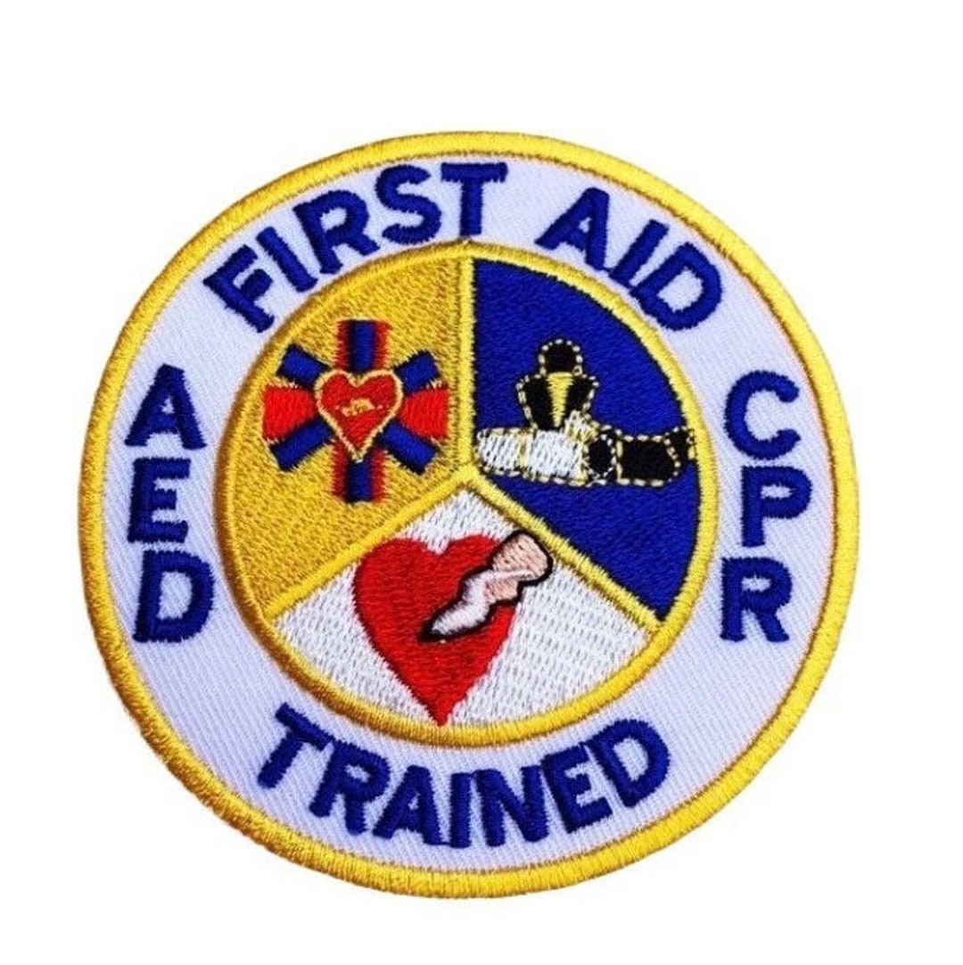 First Aid AED CPR Trained Patch 3 Inch Embroidered Iron-on or Sew-on ...