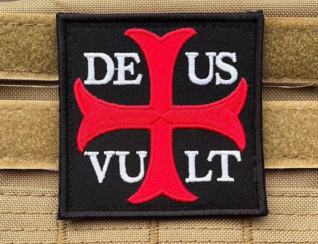 Deus Vult Patch Embroidered Badge (3 Inch) Hook/loop or Iron-on Emblem ...
