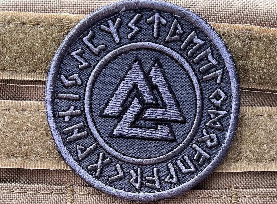 Black Valknut Viking Norse ACU Subdued Patch 3 Inch Embroidered Velkro ...